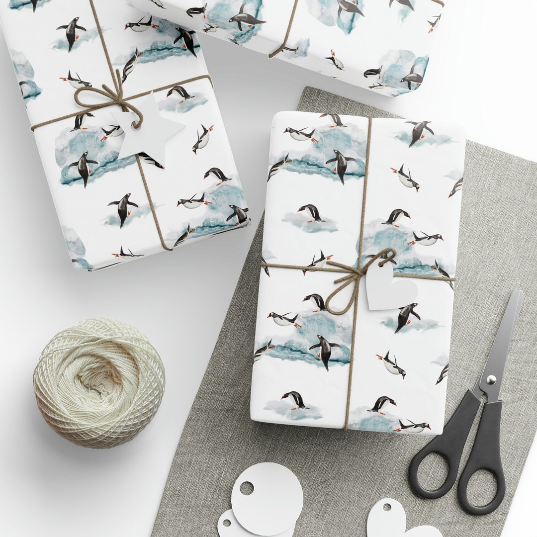 Penguins Wrapping Paper Roll, Penguin Gift Wrapping Paper, Penguin ...