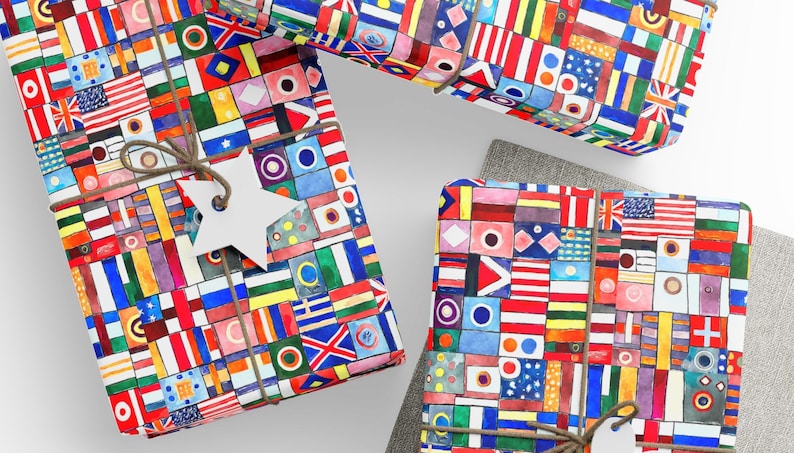 World Flags Wrapping Papers, Flags Gifts Wrapping Paper Roll, World ...
