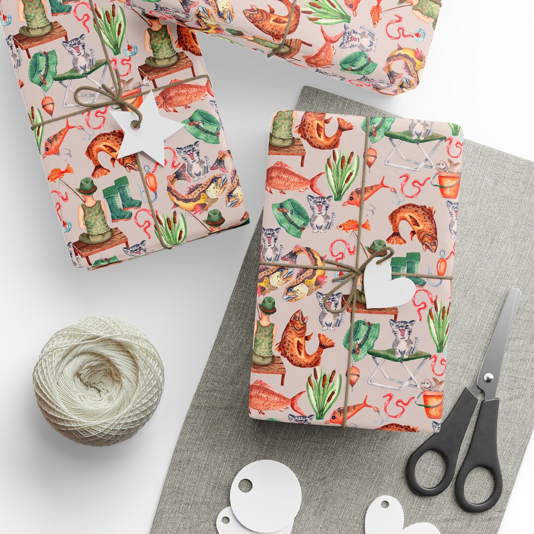 Fish Lover Gift Wrapping Paper Roll, Fisherman Gifts, Fish Gift ...