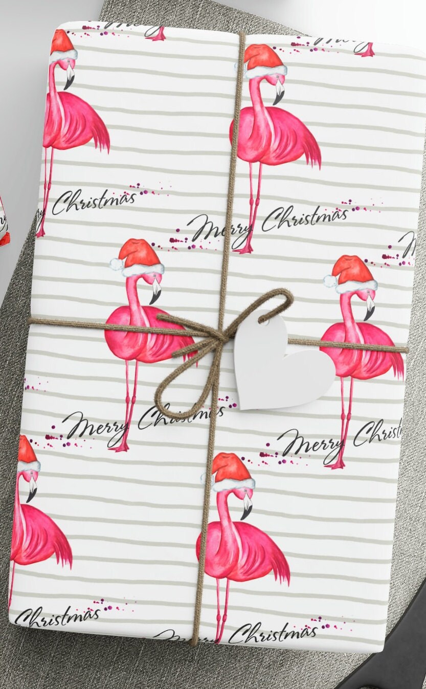 Flamingo Wrapping Paper Roll, Christmas Flamingo Gift Wrapping Paper ...