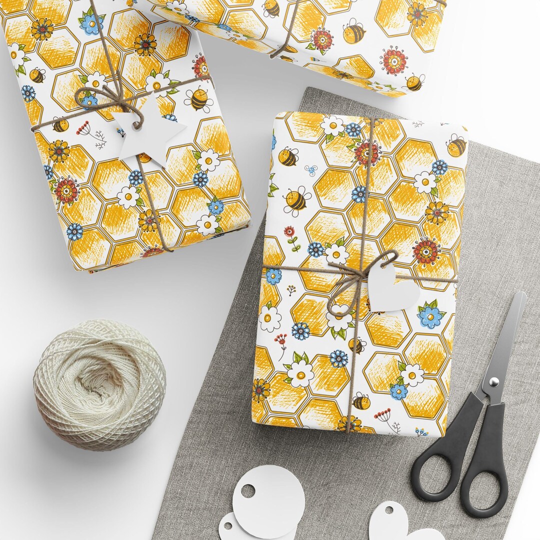 Bee Wrapping Papers, Beehive Gifts Wrapping Paper Roll, Bee Birthday ...