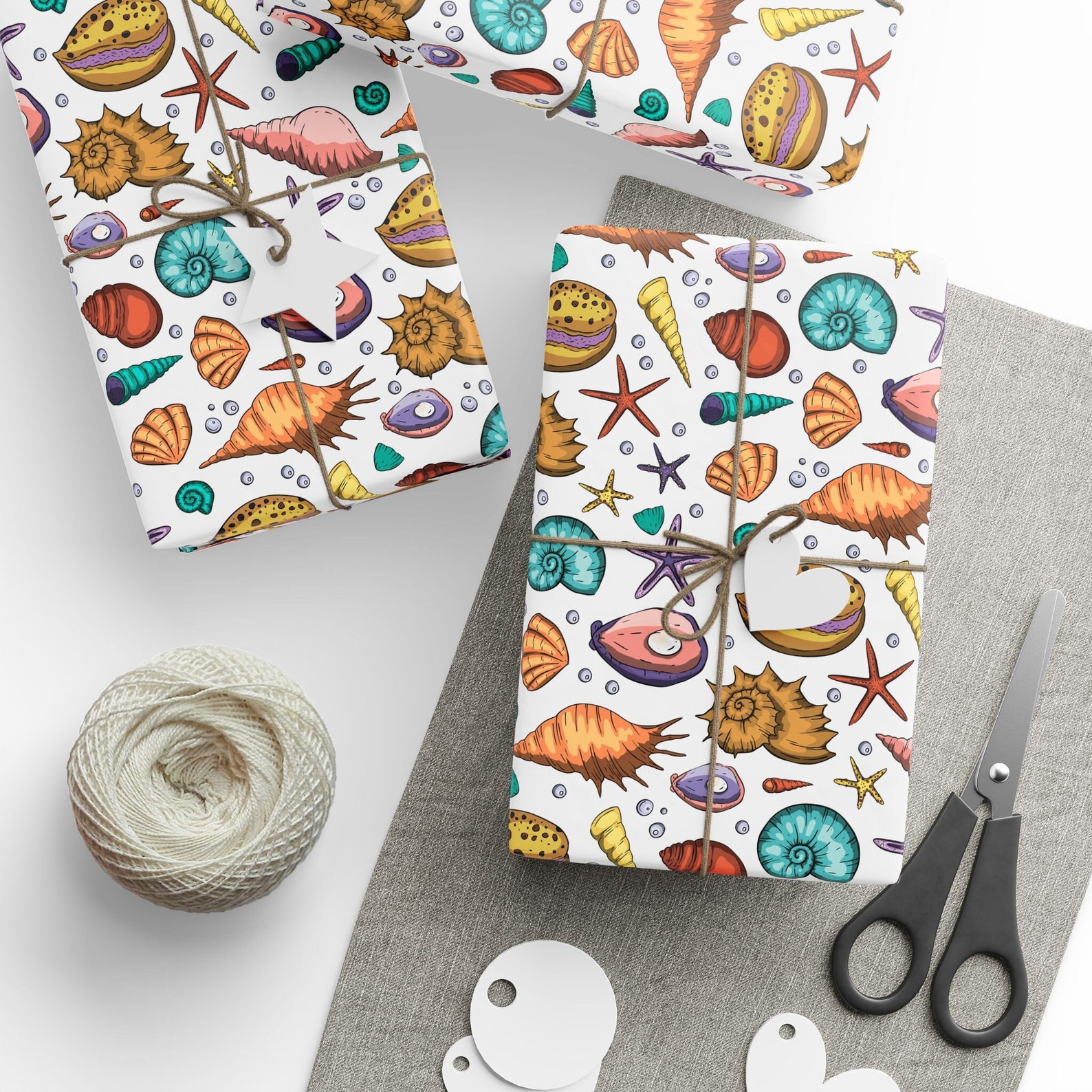 Sea Shells Wrapping Papers, Shells Gift Wrapping Paper Roll, Sea Shells ...