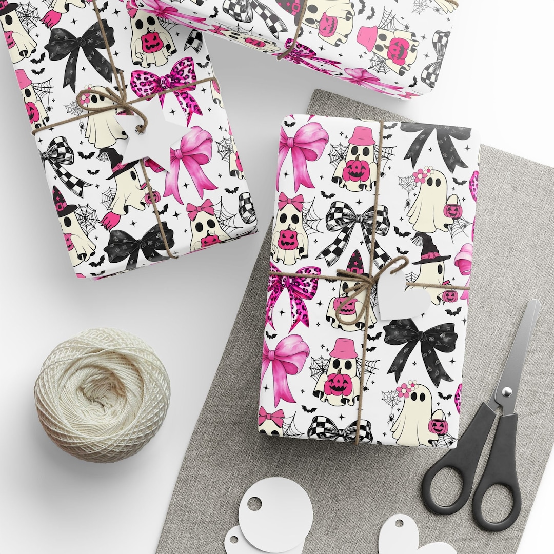 Coquette Ghosts Wrapping Paper Roll, Halloween Ghost Gifts Wrapping ...