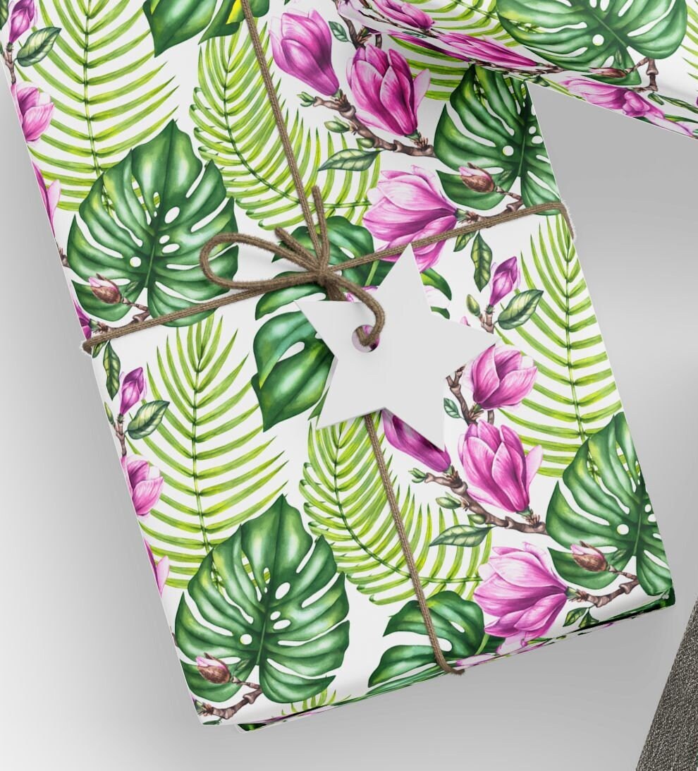 Magnolia Wrapping Papers, Tropical Magnolia Gifts Wrapping Paper Roll ...