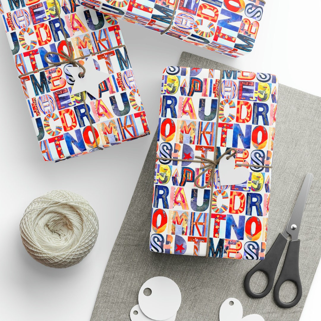 Alphabet Wrapping Paper Roll, Letters Wrapping Paper, Colorful Alphabet ...