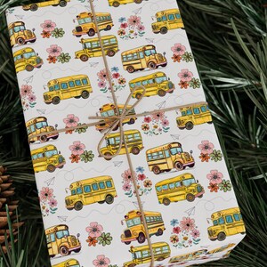 School Bus Wrapping Papers, Back to School Gifts Wrapping Paper Roll ...