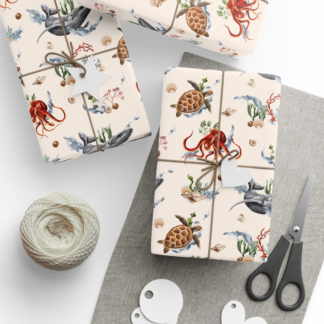 Marine Animals Wrapping Papers, Underwater Animals Gifts Wrapping Paper ...