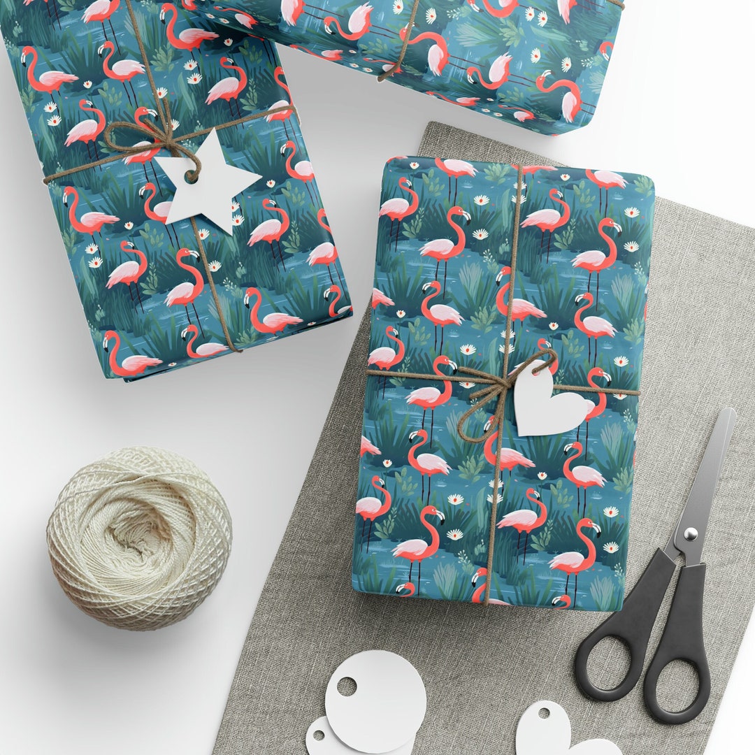 Flamingo Wrapping Paper Roll, Flamingo Bird Gift Wrapping Paper ...