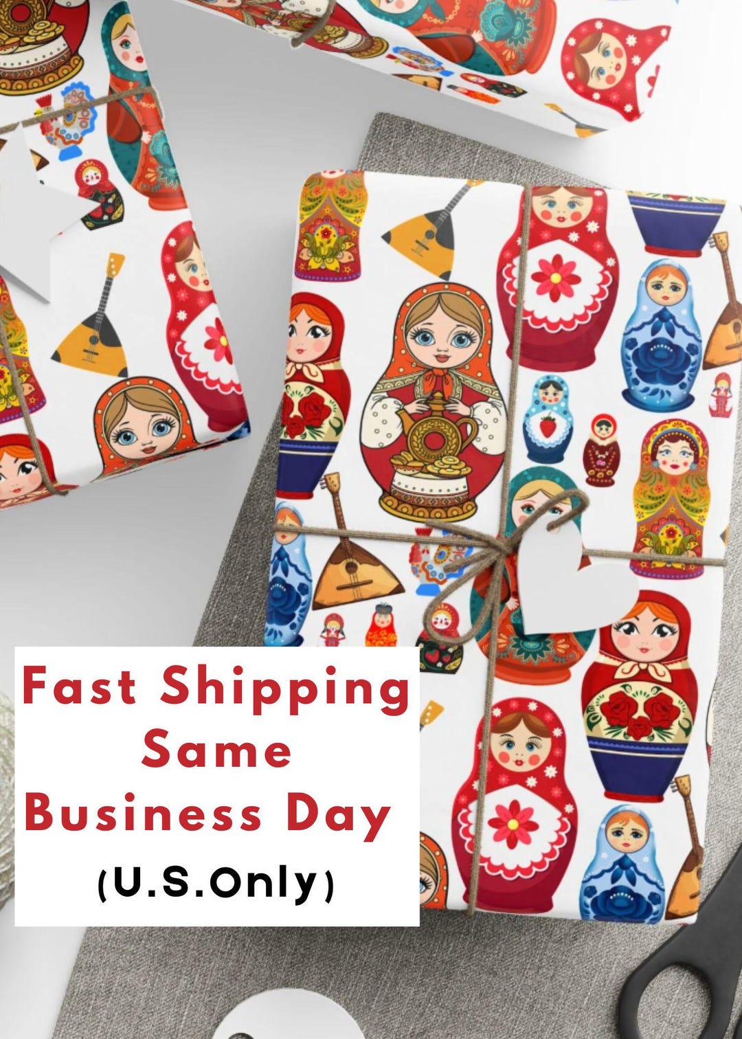 Matryoshka Doll Wrapping Paper, Nesting Dolls Wrapping Paper Roll ...