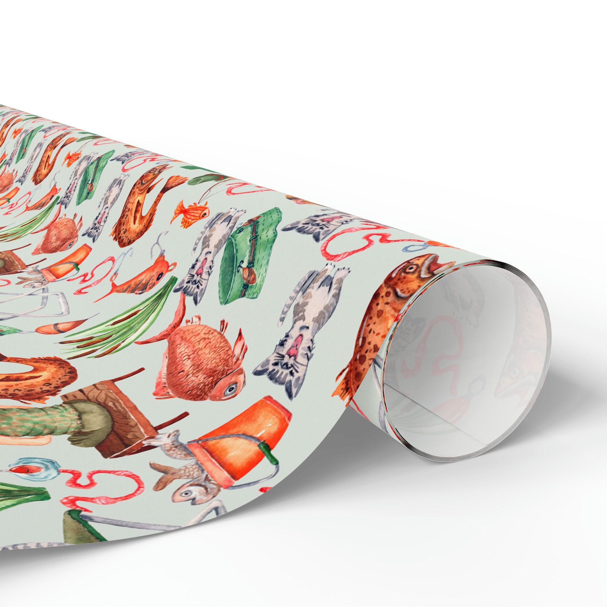 Fishing Gift Wrapping Paper Roll, Fish Gifts, Fishing Lover Gifts ...