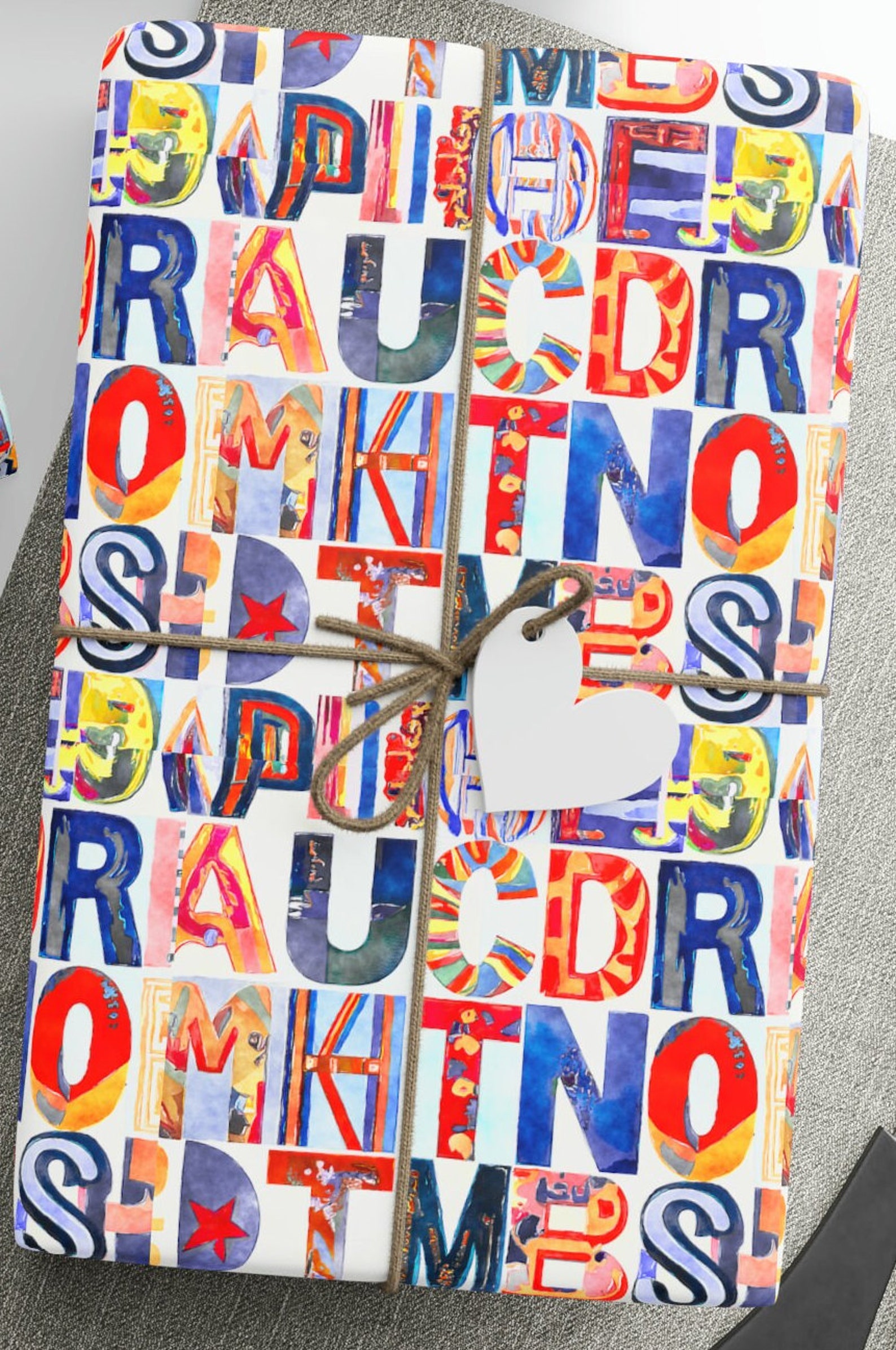 Alphabet Wrapping Paper Roll, Letters Wrapping Paper, Colorful Alphabet ...