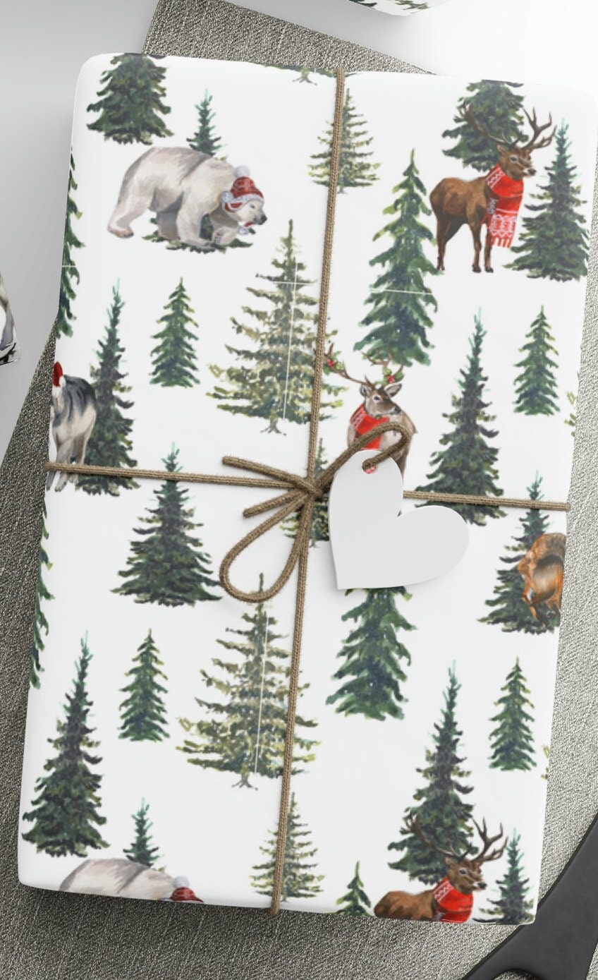 Wild Animals Gift Wrapping Paper Roll, Wild Christmas Gift Wrapping ...