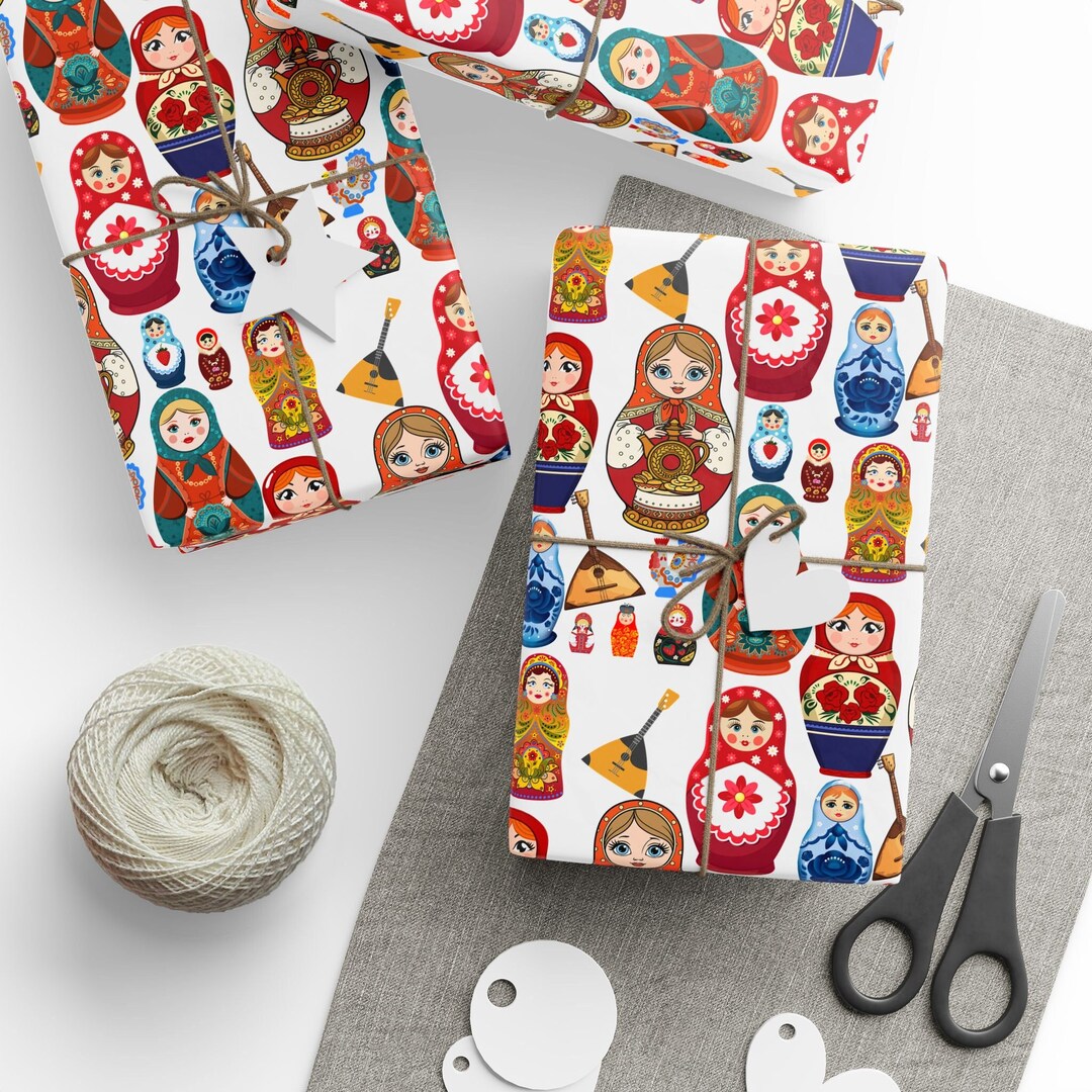 Matryoshka Doll Wrapping Paper, Nesting Dolls Wrapping Paper Roll ...