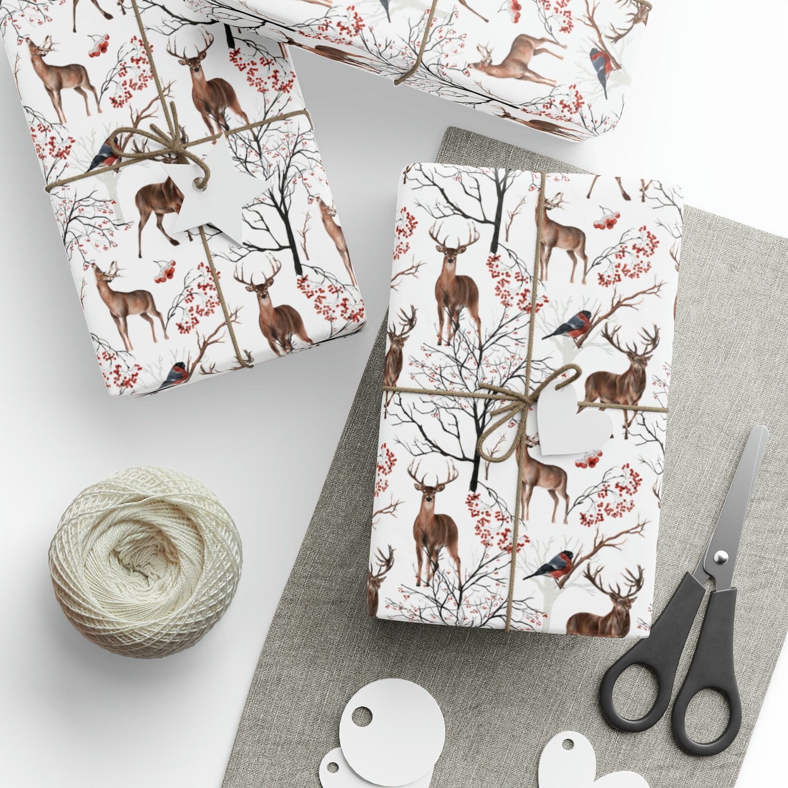 Wild Deer Gift Wrapping Paper Roll, Christmas Deer 2025 Gift Wrapping ...