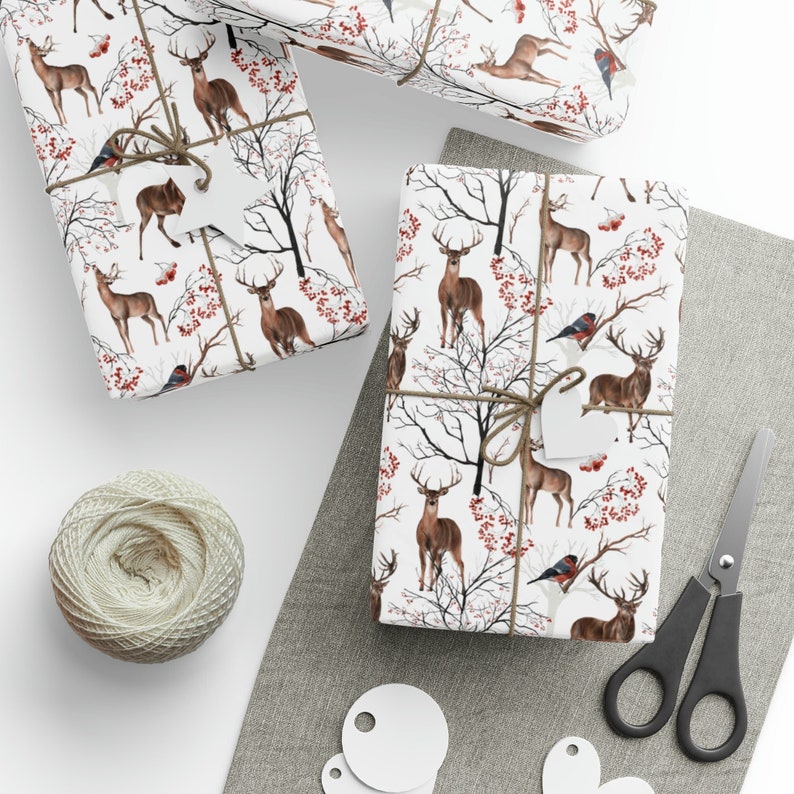 Wild Deer Gift Wrapping Paper Roll, Christmas Deer 2024 Gift Wrapping ...