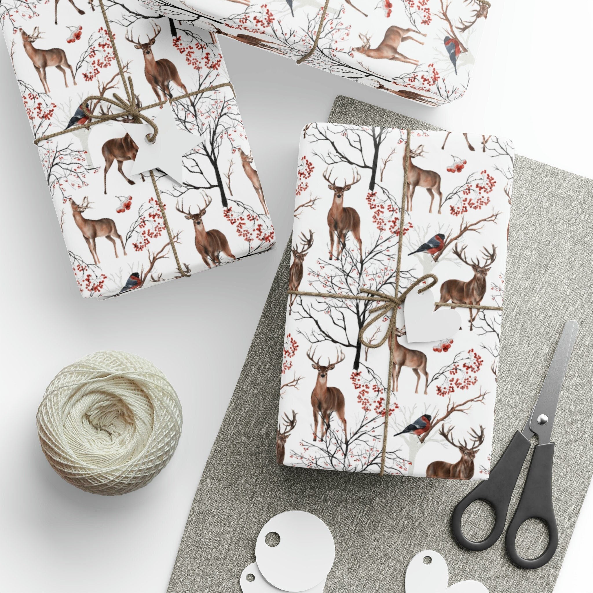 Wild Deer Gift Wrapping Paper Roll, Christmas Deer 2024 Gift Wrapping ...