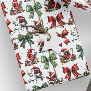 Red Cardinal Christmas Wrapping Paper Roll, Cardinal Holiday Gift ...