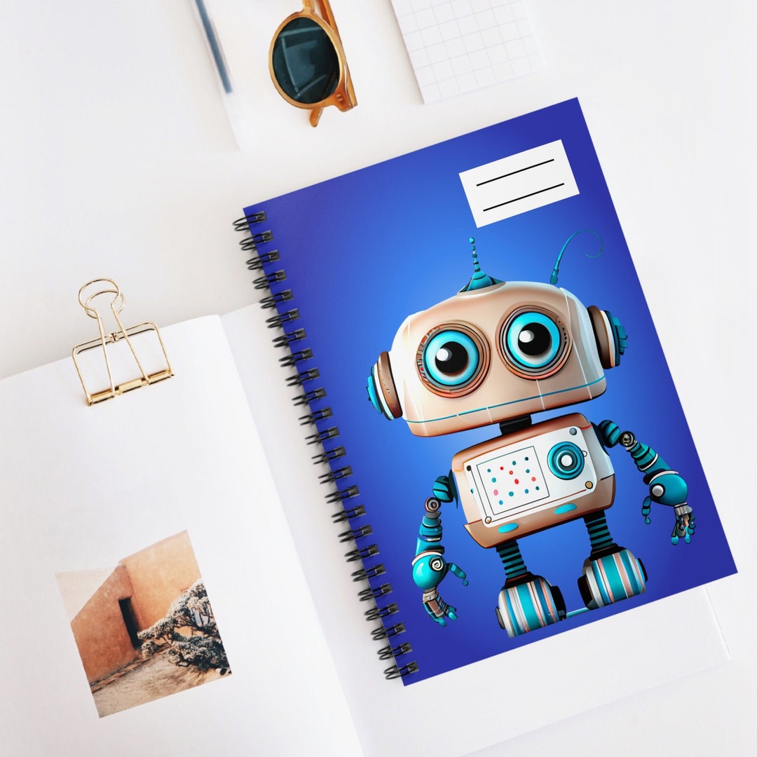 Cuaderno espiral de robot Línea gobernada, regalos personalizados de ...