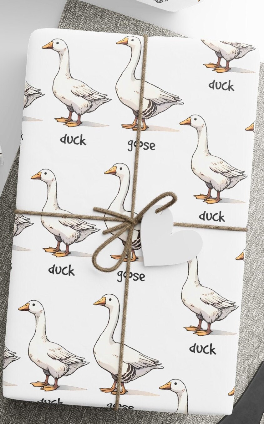 Duck Duck Goose Wrapping Papers, Goose Funny Wrapping Paper Roll, Farm ...