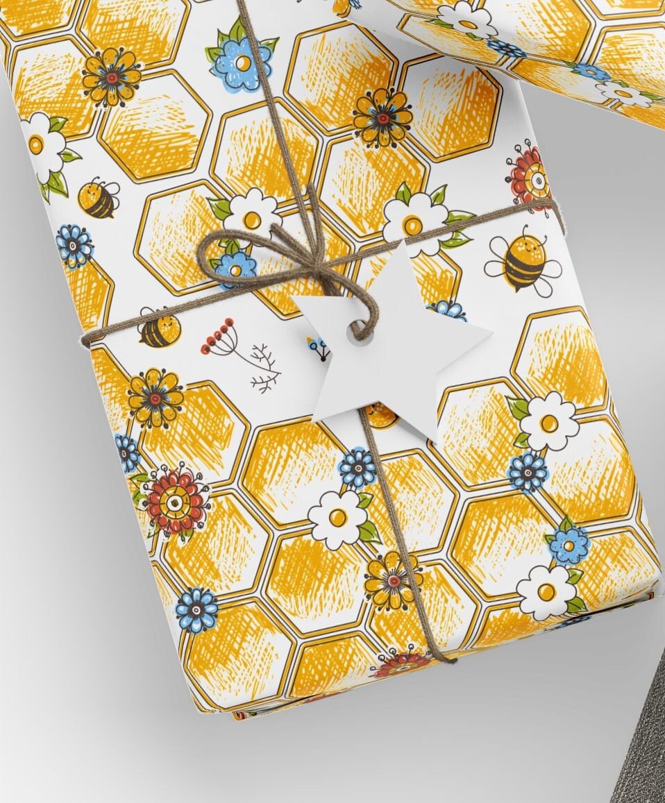 Bee Wrapping Papers, Beehive Gifts Wrapping Paper Roll, Bee Birthday ...