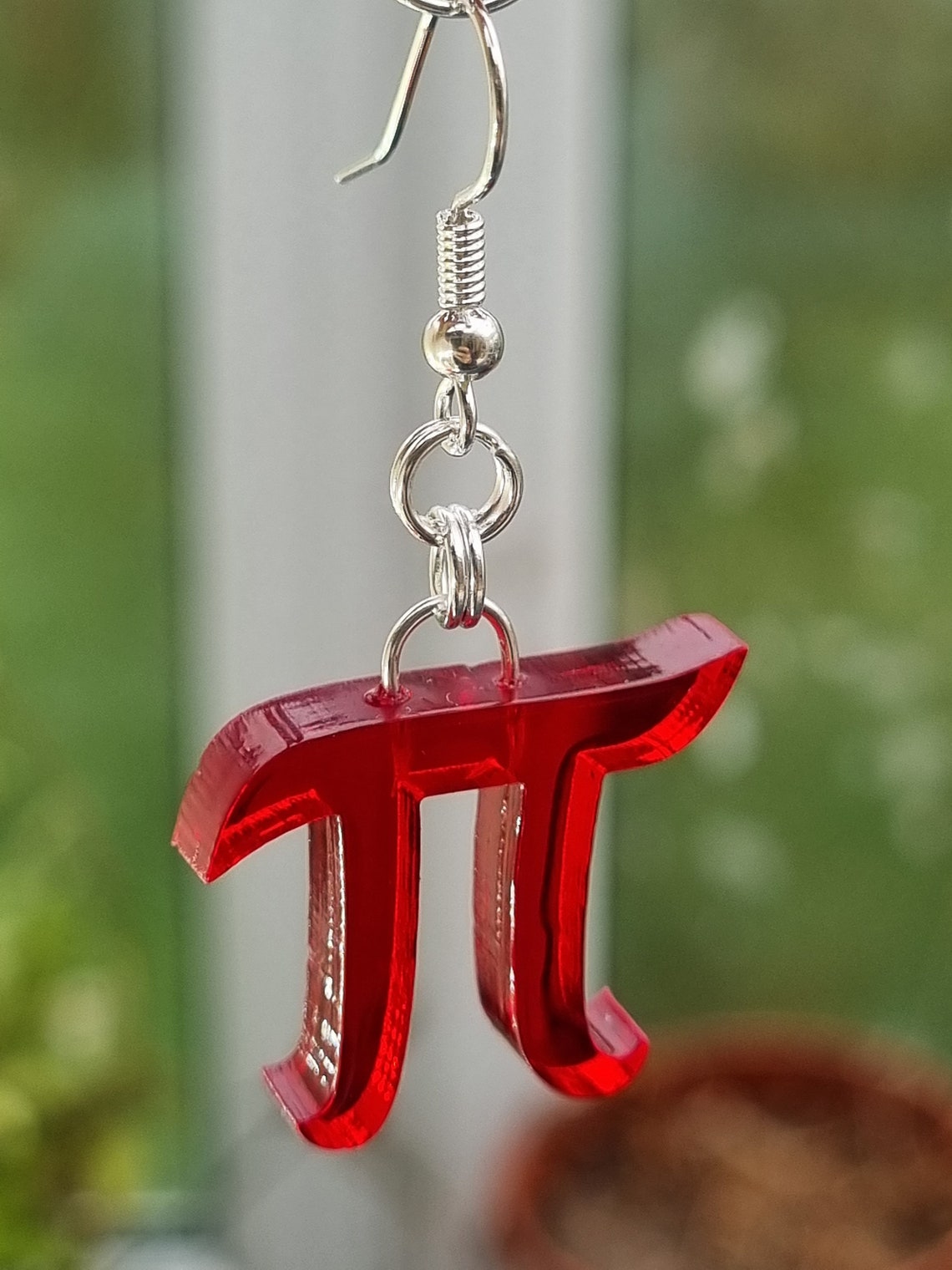 Pi Earrings, Maths Symbol Themed, Pair of Gem Acrylic Dangle Earrings ...