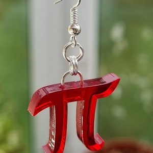 Pi Earrings, Maths Symbol Themed, Pair of Gem Acrylic Dangle Earrings ...