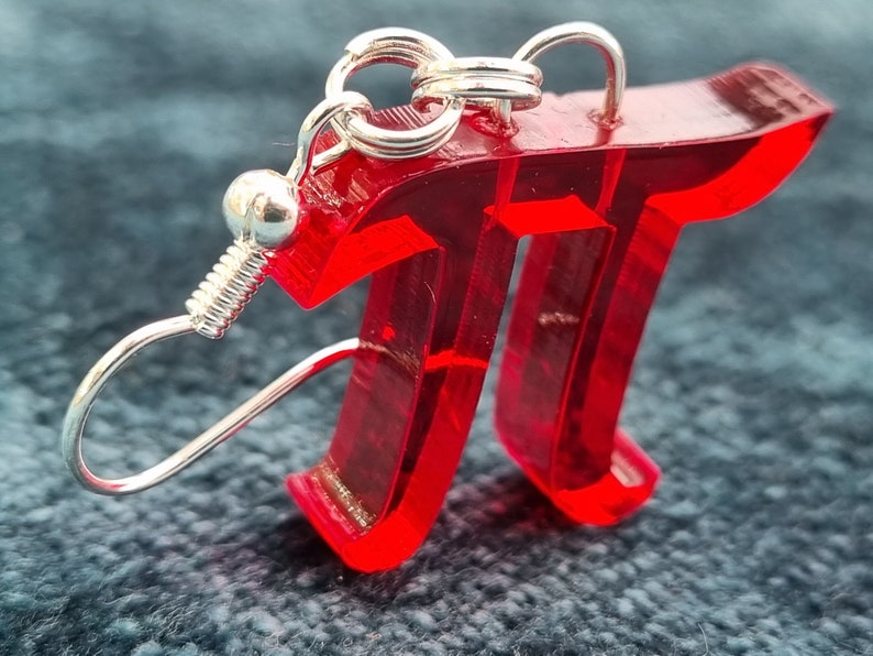 Pi Earrings, Maths Symbol Themed, Pair of Gem Acrylic Dangle Earrings ...