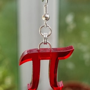 Pi Earrings, Maths Symbol Themed, Pair of Gem Acrylic Dangle Earrings ...