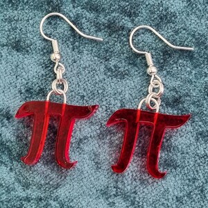 Pi Earrings, Maths Symbol Themed, Pair of Gem Acrylic Dangle Earrings ...