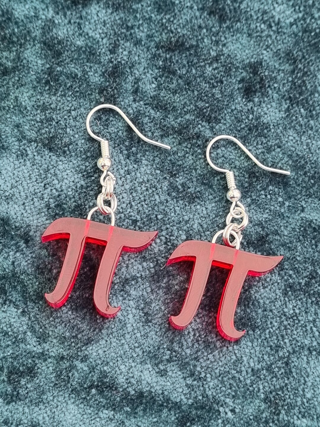 Pi Earrings, Maths Symbol Themed, Pair of Gem Acrylic Dangle Earrings ...