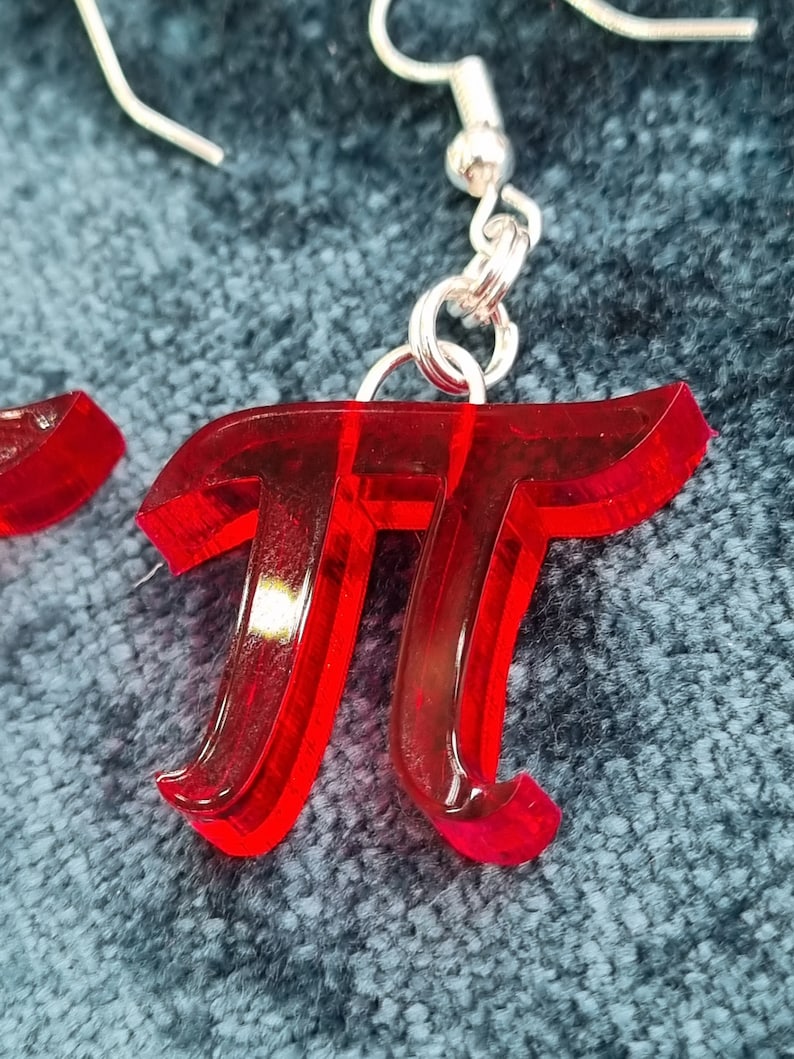 Pi Earrings, Maths Symbol Themed, Pair of Gem Acrylic Dangle Earrings ...