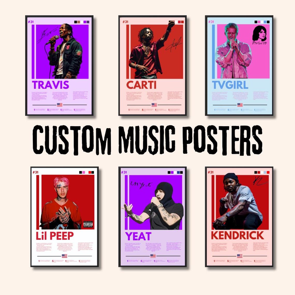 Custom Posters, Personalized Band Art, Artist, Music Wall Decor, Custom ...