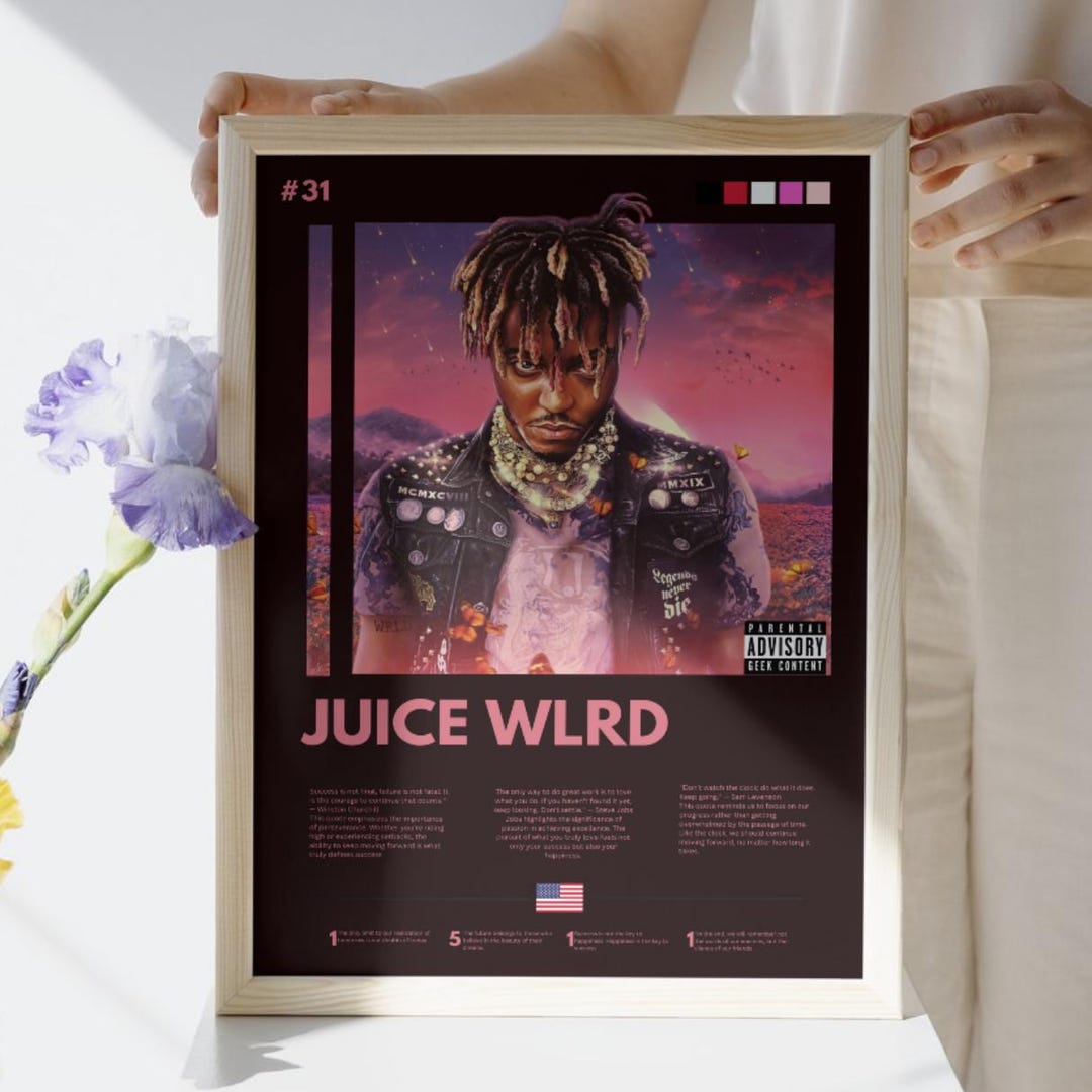 Juice WRLD Inspired Poster Emo Rap Wall Art Hip-hop Room Decor Rap ...