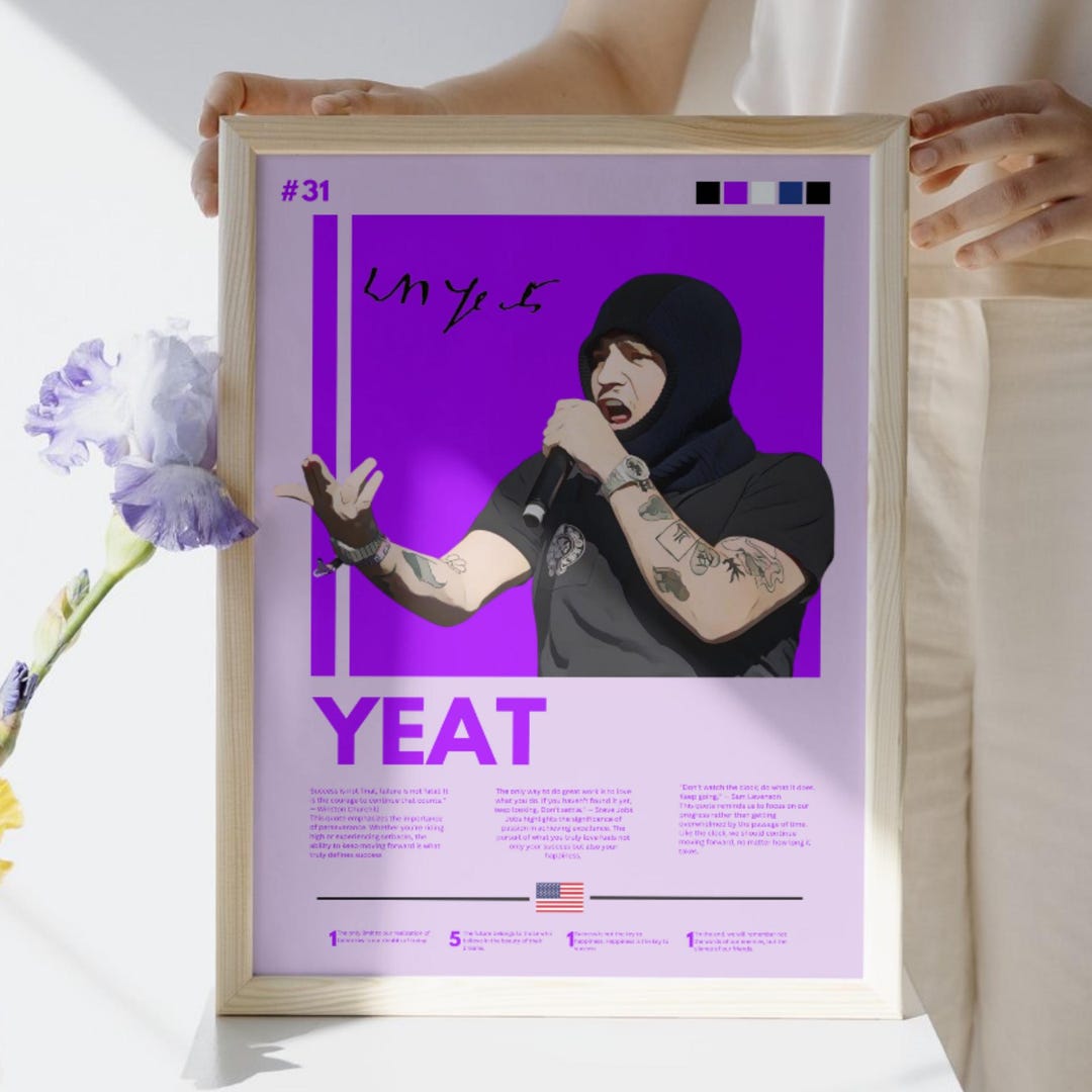 Signature Poster, Yeat-inspired Music Art, Rap Wall Decor, Digital ...