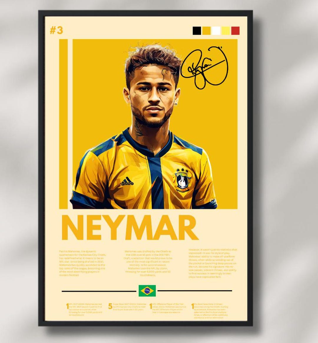 Football Star Poster, Neymar-inspired Athlete Art, Sports Wall Decor ...