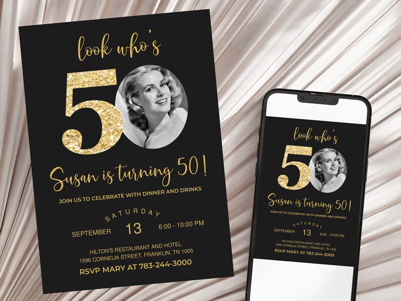 Editable 50th Invitation With Photo Look Who's 50 50th - Etsy