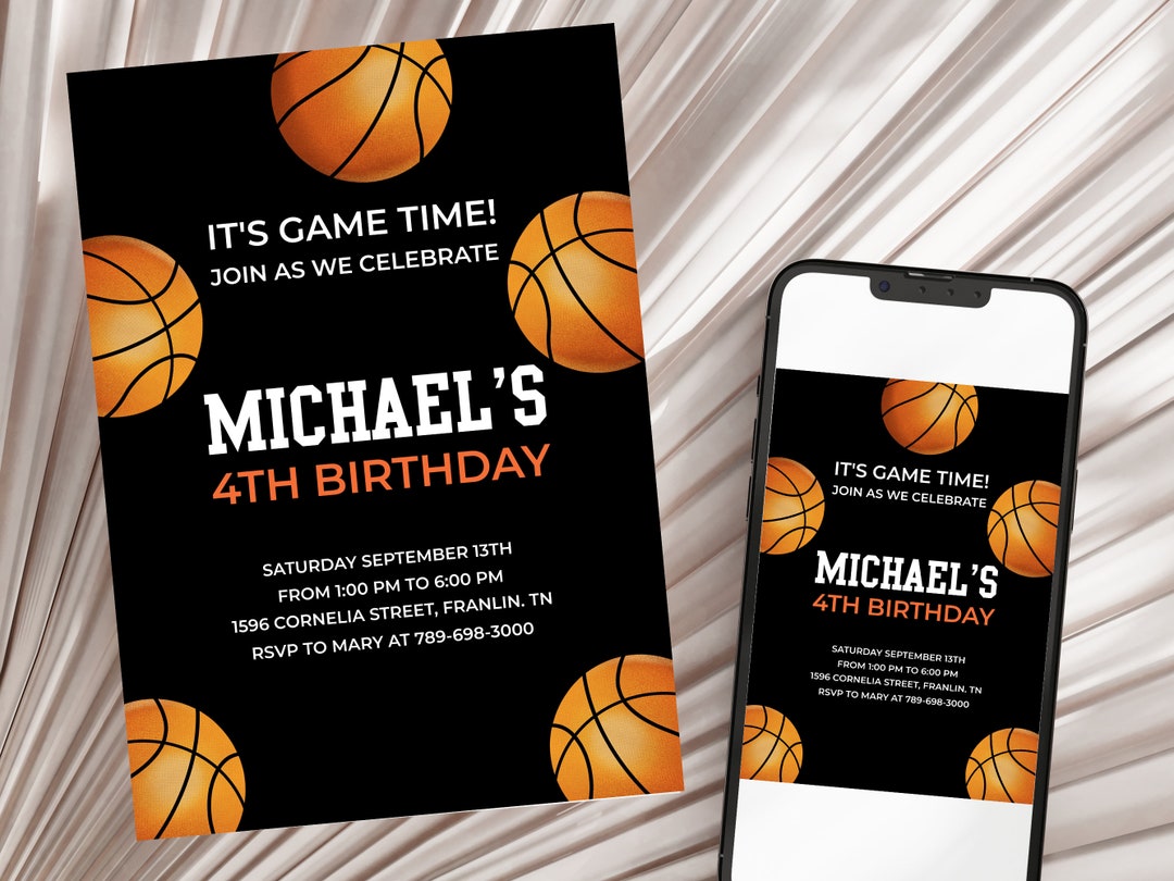 Basketball Birthday Invitation Template, Basketball Invitation - Etsy