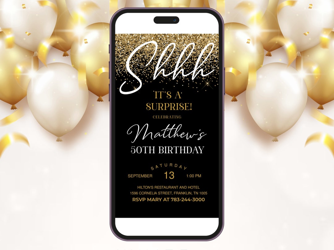 Surprise Birthday Party Evite Template, Surprise Party Electronic ...