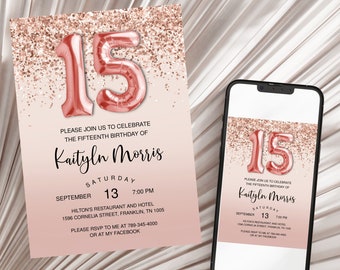 15 Year Old Birthday Invitation - Etsy
