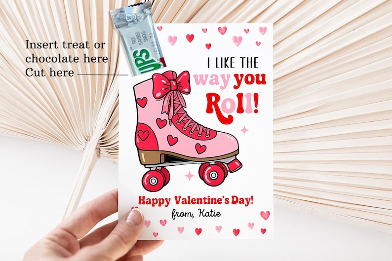 Roller Skate Valentine Card Template Printable Classroom Valentine for ...