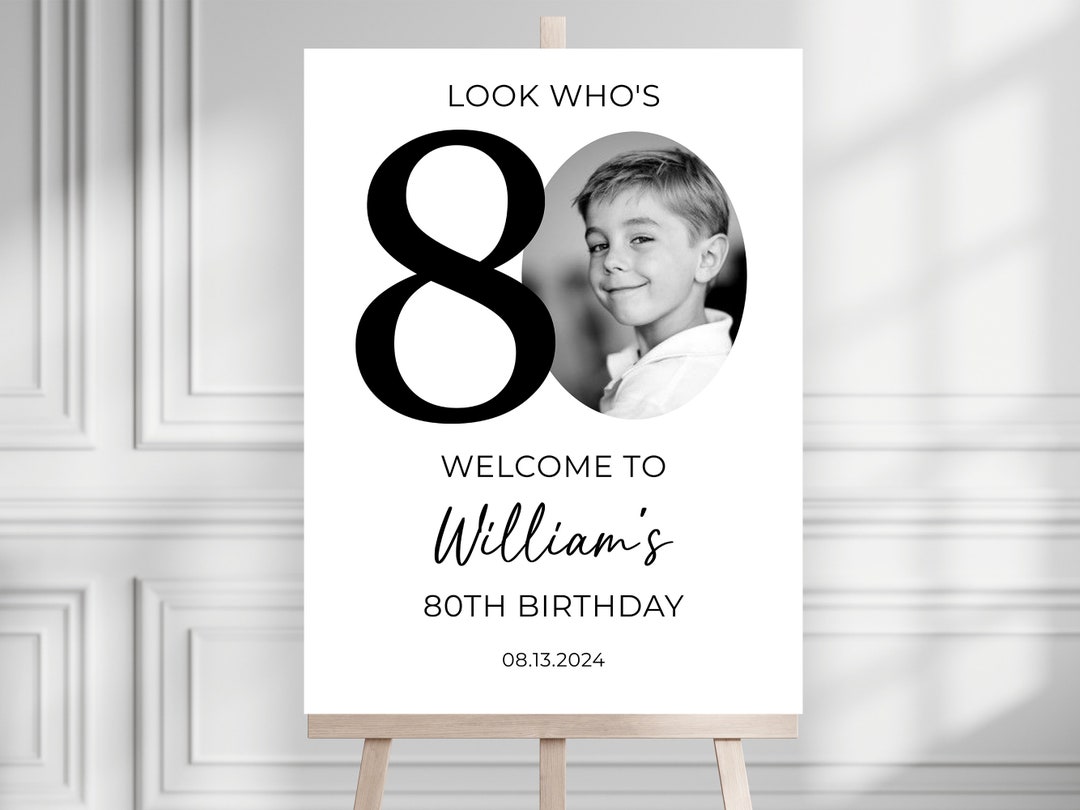 80th Welcome Sign, Look Who's 80 Welcome Sign, Modern 80th Welcome Sign ...