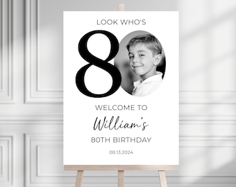 80th Birthday Welcome Sign, 80th Welcome Sign With Photo, Look Who's 80 ...