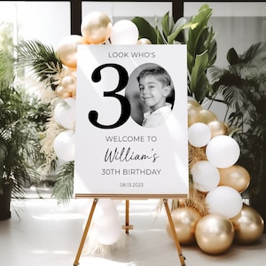 30th Welcome Sign, Look Who's 30 Welcome Sign, Modern 30th Welcome Sign ...