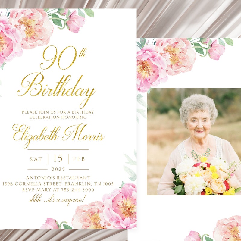 90th Birthday Invitations - Etsy