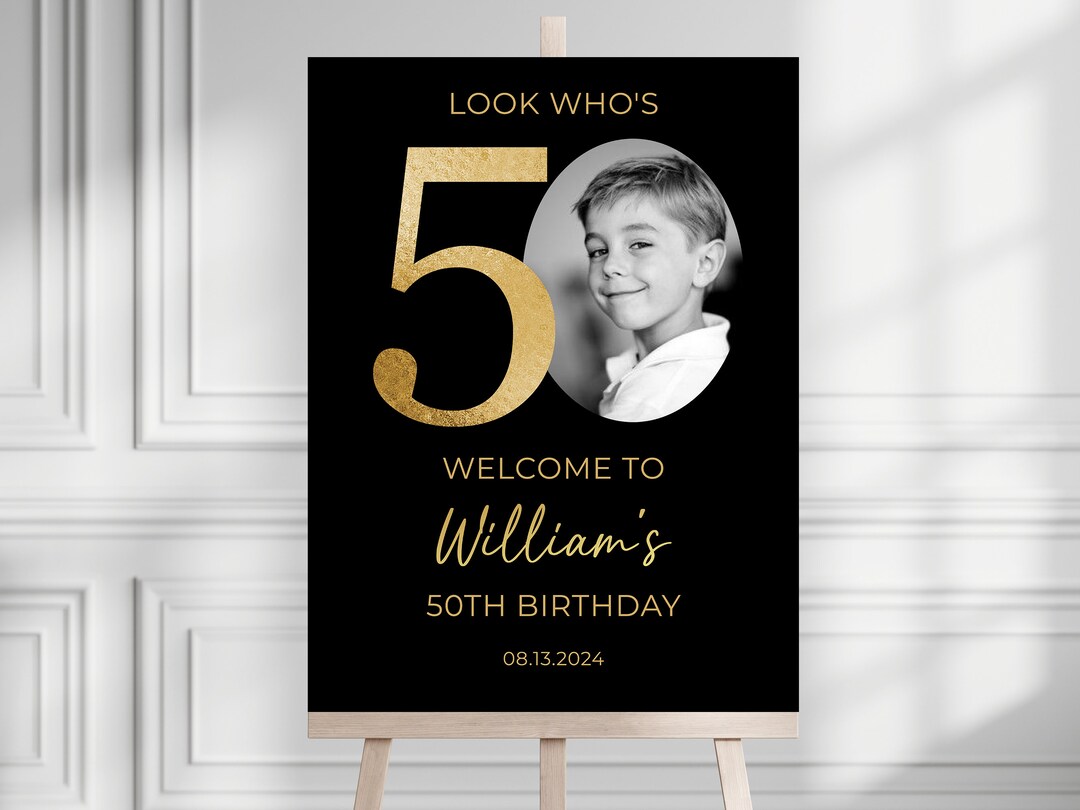 50th Welcome Sign, Look Who's 50 Welcome Sign, Modern 50th Welcome Sign ...