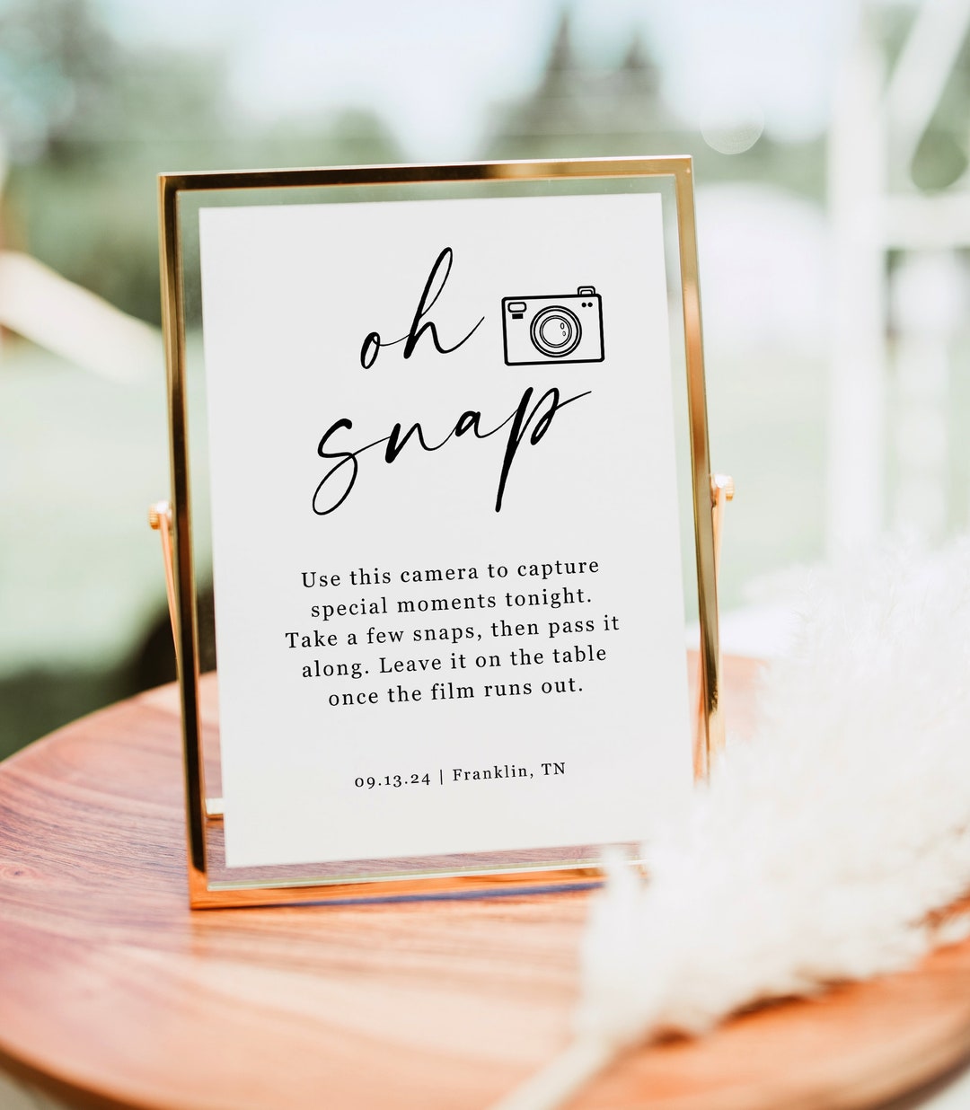 Wedding Disposable Camera Sign, Oh Snap Wedding Sign, Minimalist ...