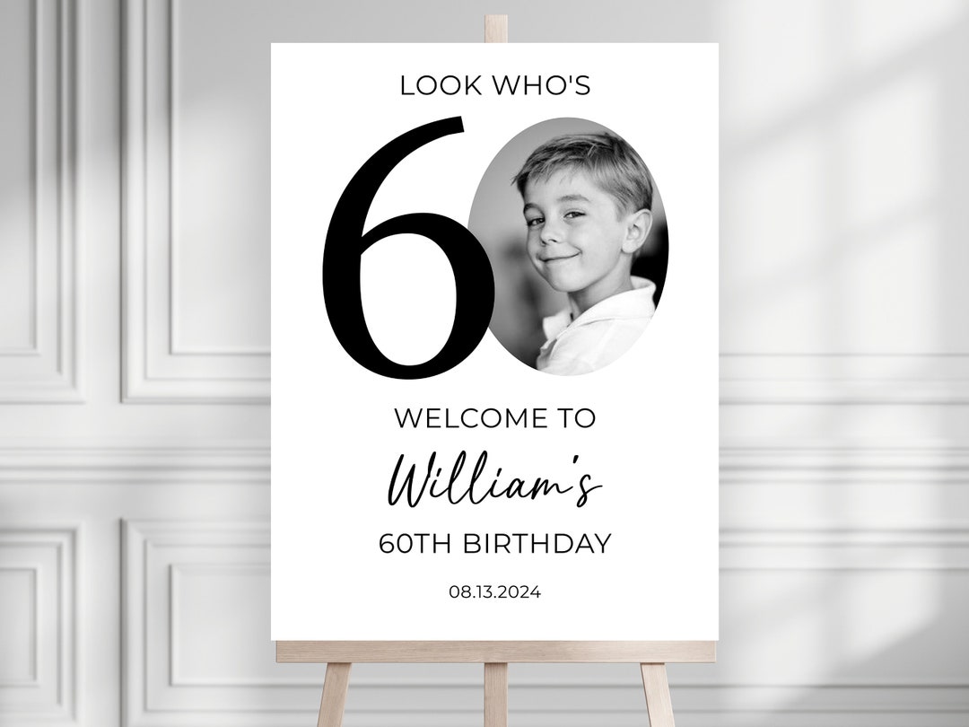 60th Welcome Sign, Look Who's 60 Welcome Sign, Modern 60th Welcome Sign ...