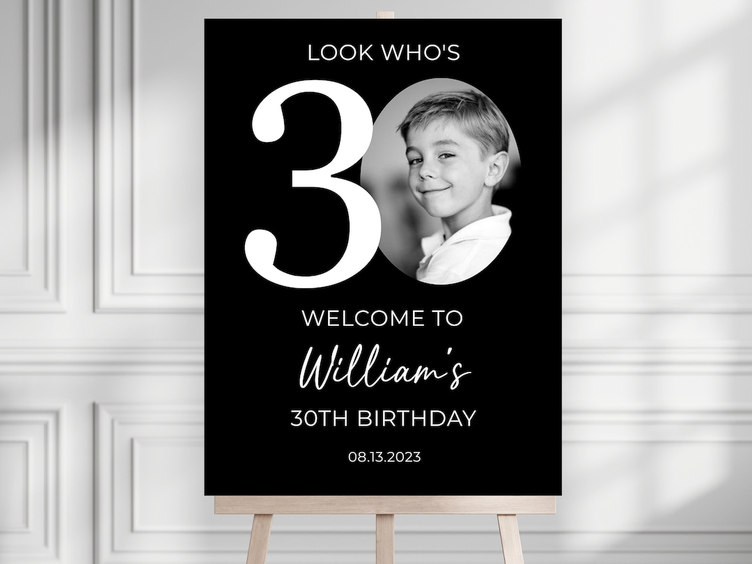 30th Welcome Sign, Look Who's 30 Welcome Sign, Modern 30th Welcome Sign ...