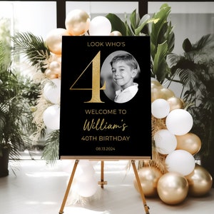 40th Welcome Sign, Look Who's 40 Welcome Sign, Modern 40th Welcome Sign ...