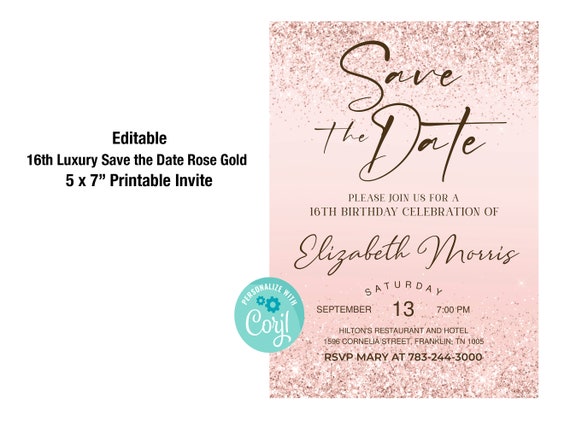 Sweet 16 Wording For Save The Date Kiana Bespoke Invitations | A